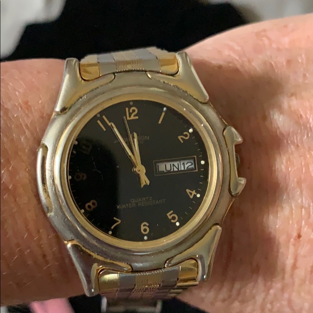 Swanson Watch 2tone Men’s Watch Black Face Guc 9” - Gem